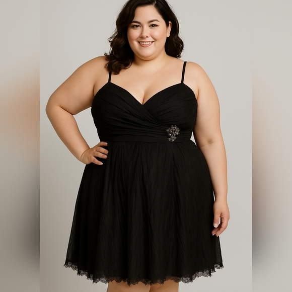 Cachet | Dresses | Cachet Black Ruched Jeweled Aline Formal Prom Dress ...